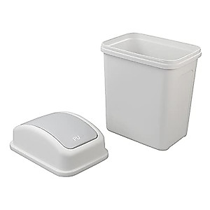 Vababa 3-Pack 4 Gallon Plastic Trash Can with Swing Lid, Swing-Top Waste Can, Gray
