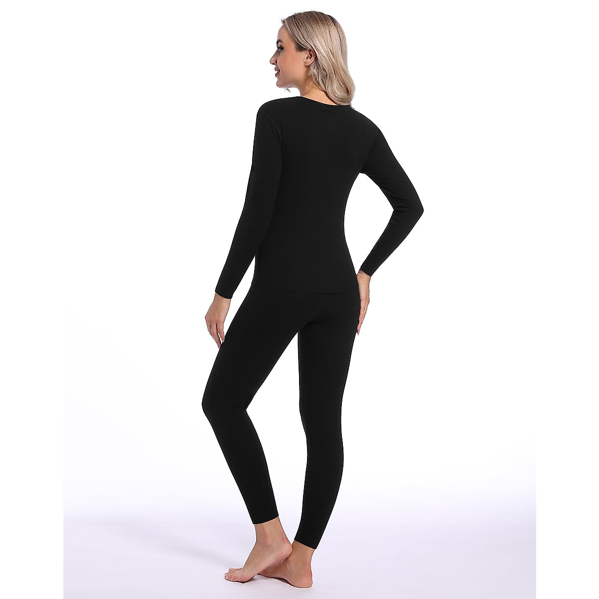 INNERSY Women's Thermal Underwear Set Ultra-Soft Long Johns Base Layer for Cold Weather(Black(Standard Warm),X-Small)