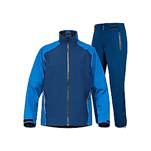 fit space Waterproof Golf Rain Suits for Men Performance Rain Jackets and Pants for All Sports (Navy-Blue Full-Zip, Medium)