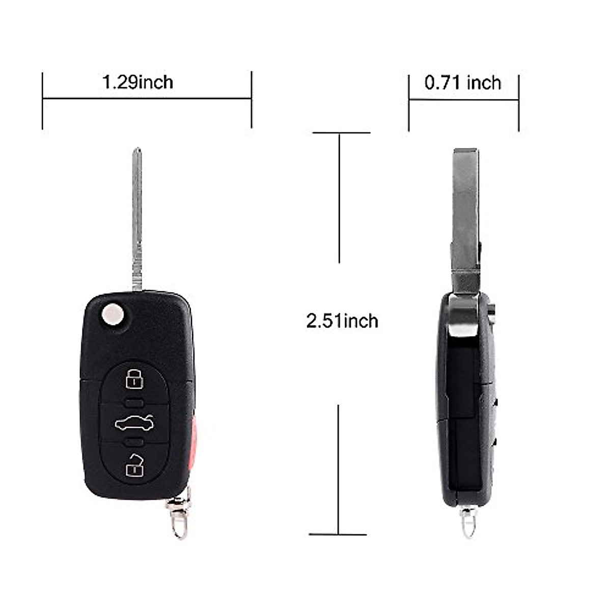 OCPTY 1 X Flip Key Entry Remote Control Key Fob Transmitter Replacement for Audi A4 A4 Quattro A6 A6 Quattro A8 A8 Quattro Allroad Quattro Cabriolet 4D0837231P 4 Buttons