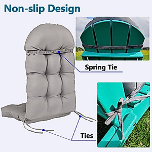 CCLIUGE Adirondack Chair Cushion, Rocking Chair Cushion with Ties, High Back Patio Chair Pad Indoor or Outdoor, Sunscreen Waterproof and Fade-Resistant, 44x19x4 inch, Light Grey, 1-Pack