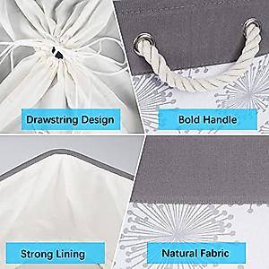 YeaBerr Fabric Storage Bins with Cotton Handles and Drawstring Closure | Decorative Storage Basket for Shelves, Closet, Nursery, and Toys | Large Linen Closet Organizers (16x12x8 inches, 1 Pack)