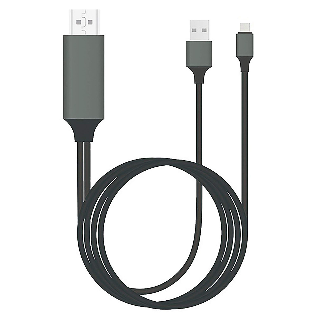Powered USB-C 4k HDMI Cable Compatible with Samsung SM-A716V Plus USB Charging at Max 2160p@60Hz, 6Ft/2M Cable [Gray, Thunderbolt 3]