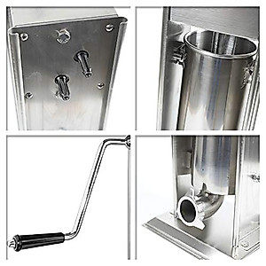 Gdrasuya10 Commercial Churro Maker 5L Stainless Steel Manual Spanish Donut Churrera Churro Maker Machine with 4pcs Nozzles for Home Restaurants Cafeterias Bakeries (Vertical Type)