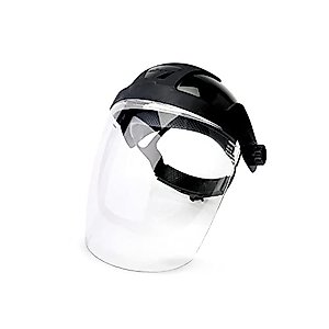 Sellstrom Face Shield - Single Crown Full Safety Mask for Men & Women - Clear Polycarbonate - Ratchet Headgear - S32010