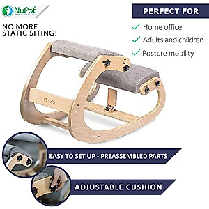 NYPOT Ergonomic Kneeling Chair - Adjustable Rocking Knee Chair Posture Chair - Wooden Office Chair for Back Pain Relief - Kneeling Stool and Angled Chair - Small Chair, Desk Chair for Home and Office