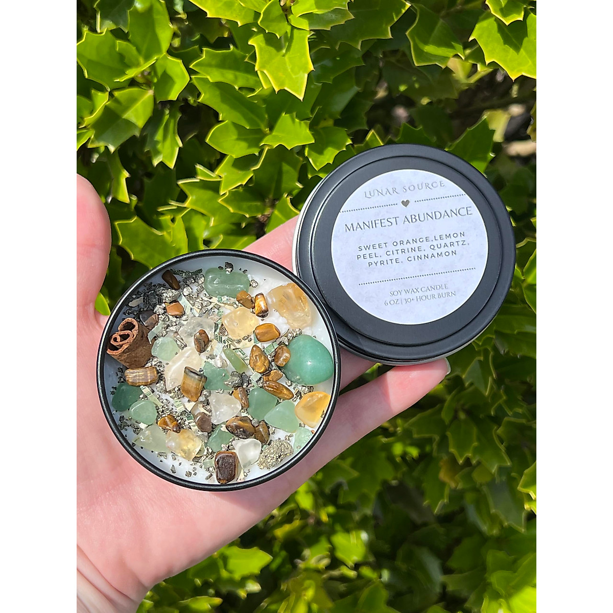 Money Magnet Manifestation Herbal Intention Candle | Ritual Altar Tool Crystal Spell Infused Scented Soy Candle Witchy Gift | Wealth Abundance Prosperity