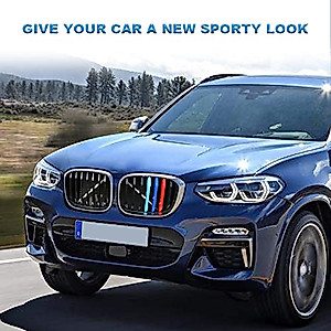 MACARLON Stripe Grille Insert Trims Compatible with 2018-2021 BMW G01 X3 & G02 X4 Standard Kidney Grille