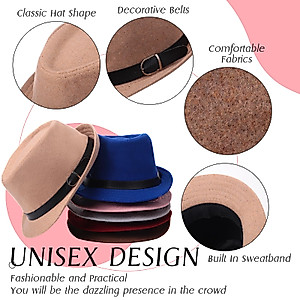 Liitrsh 16 Pcs Short Brim Trilby Hats for Men Women Classic Panama Hats with Belt Summer Hats Vintage Dress Hats for 1920s Party Wedding Accessories, 16 Colors Beach Hats