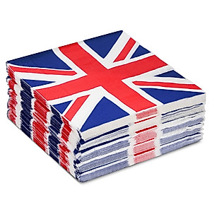 Juvale 100 Pack UK Flag Napkins for British Party Decorations, Union Jack, Birthday Parties, Celebrations, Special Occasions (13x13 Inches)