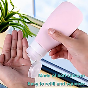 Silicone Travel Bottles, Vonpri Leak Proof Squeezable Refillable Travel Accessories Toiletries Containers Travel Size Cosmetic Tube for Shampoo Lotion Soap Liquids (3oz Grey/blue/white/pink)