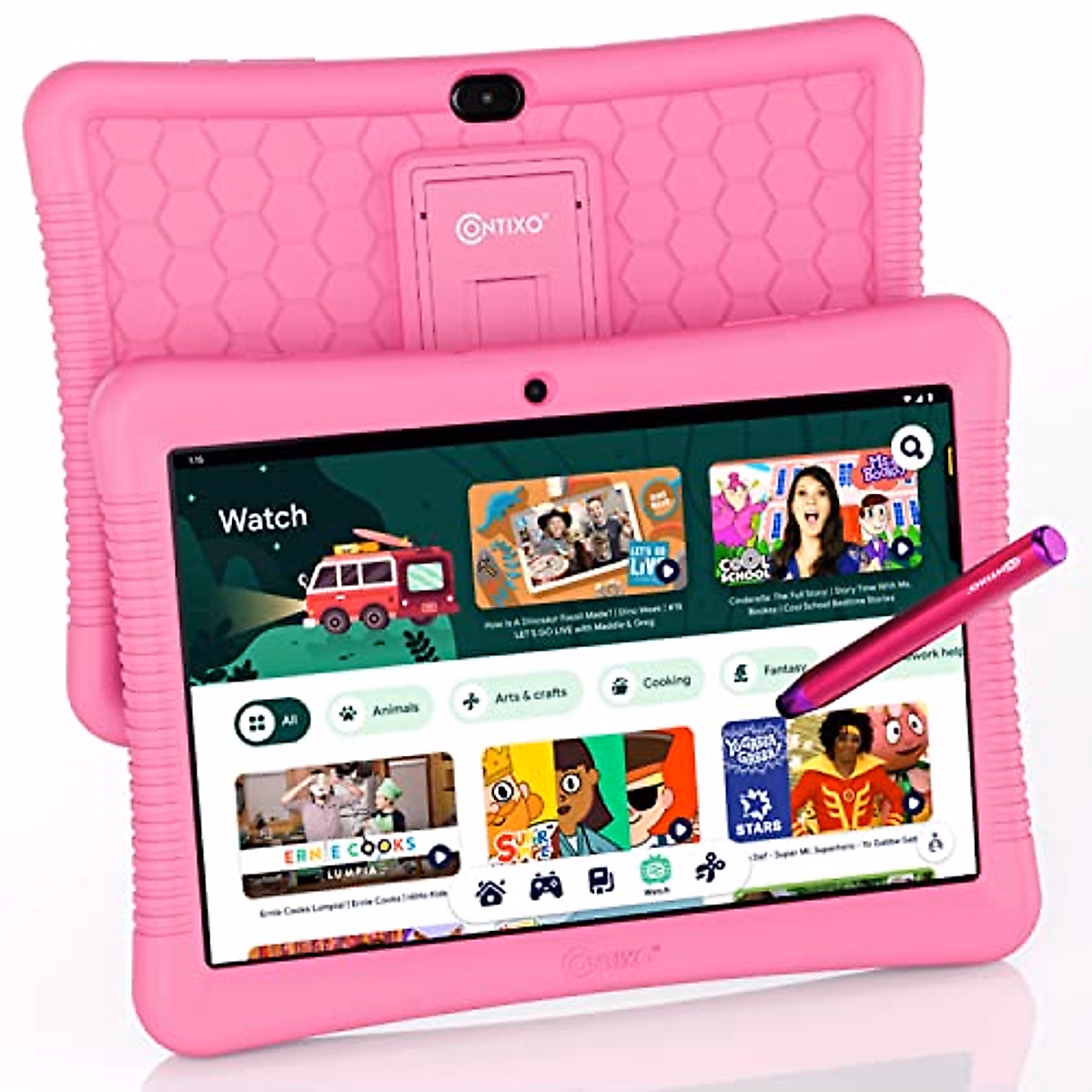 Contixo Kids Tablet K102, 10-inch HD, Ages 3-7, Toddler Tablet with Camera, Parental Control, Android 10, 32GB, WiFi, Learning Tablet for Children with Teacher's Approved Apps and Kid-Proof Case, Pink