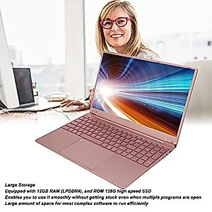 Laptop, 15.6in Laptop 100-240V 2K Resolution IPS Screen Full Size Backlit Keyboard Fingerprint Unlock 2.4G 5G WiFi with Touchpad for Business for Windows 10 (12+1TB US Plug)