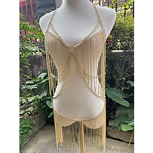 Allison Jennie Women's Sexy Suit Body Chain (010-Gold Colour)