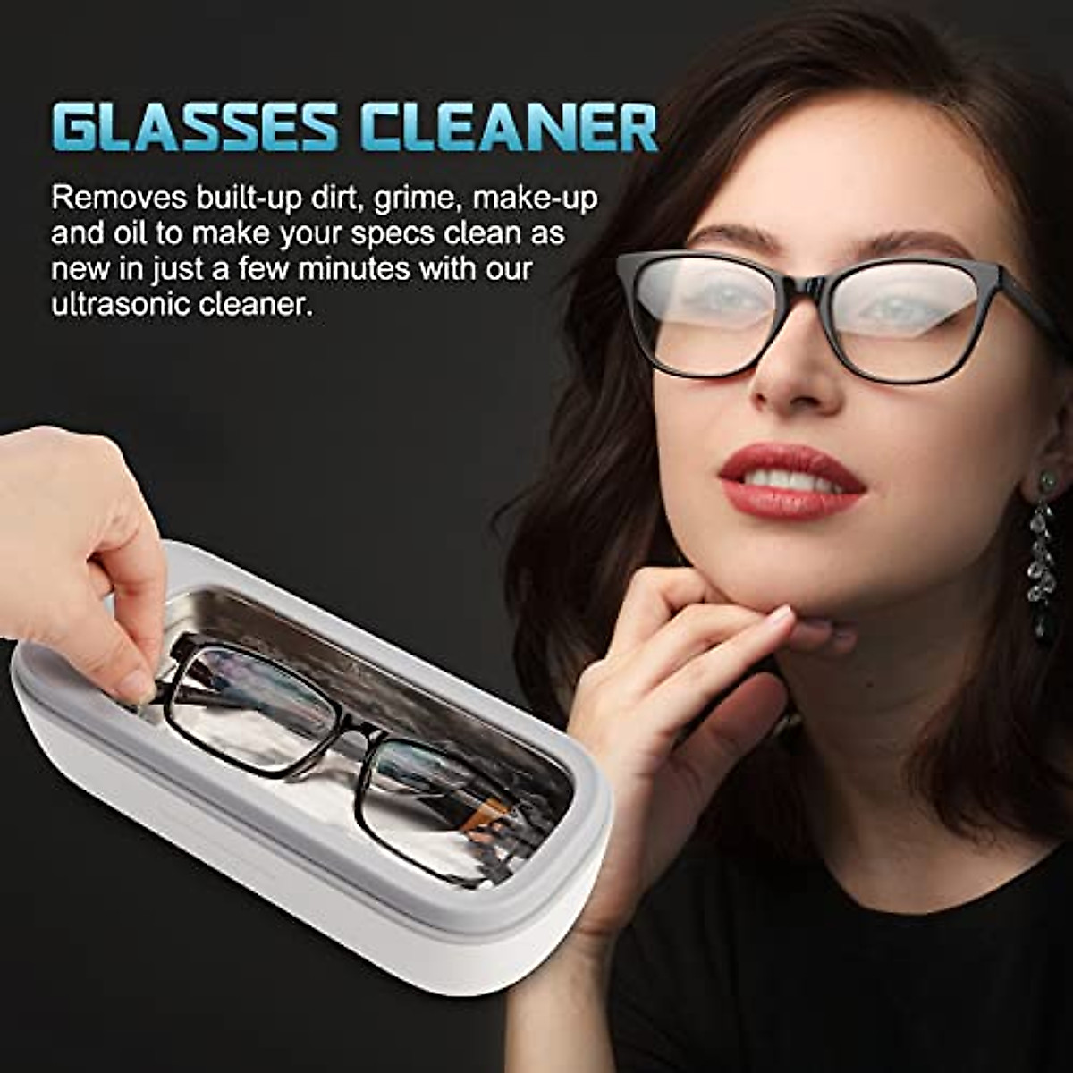 Jewelry Ultrasonic Cleaner for Gold Silver Ring Earring All Jewelry, Small Sonic Cleanser Machine for Eyeglass Watch Coin Retainer at-Home or Travel Use(300ML)