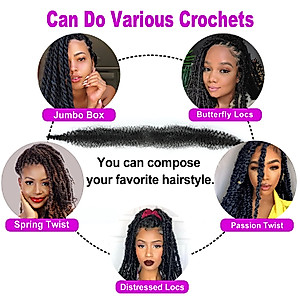 Afro Twist Hair 16Inch 3Packs Springy Afor Twist Hair Pre Fluffed Spring Twist Hair (16 Inch (Pack of 3), 1B#) …