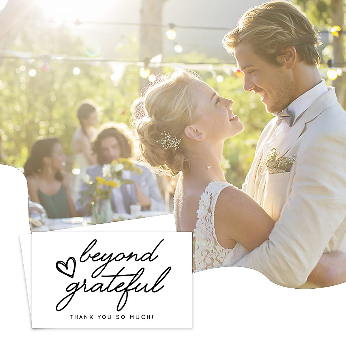 Thank You Cards,Pack of 50, 2.1x3.5 Inches, Blank White Backside, Black and White,Beyond Grateful Thank You Cards,Cards for Business, Bridal & Baby Shower, Birthday Party or to express gratitude