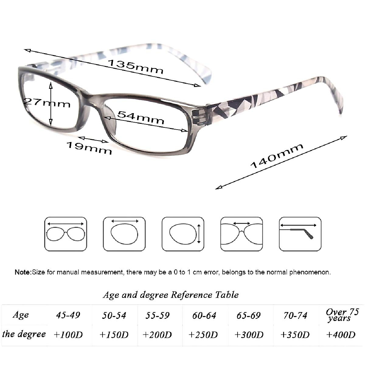 Reading Glasses 5 Pairs Fashion Ladies Readers Spring Hinge with Pattern Print Eyeglasses for Women (5 Pack Mix Color, 3.0)