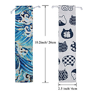 Outus 20 Pieces Straw Carrying Case Reusable Straws Cutlery Pouch Portable Straw Travel Canvas Bag for Straws, Knife, Fork, Spoon, Chopsticks