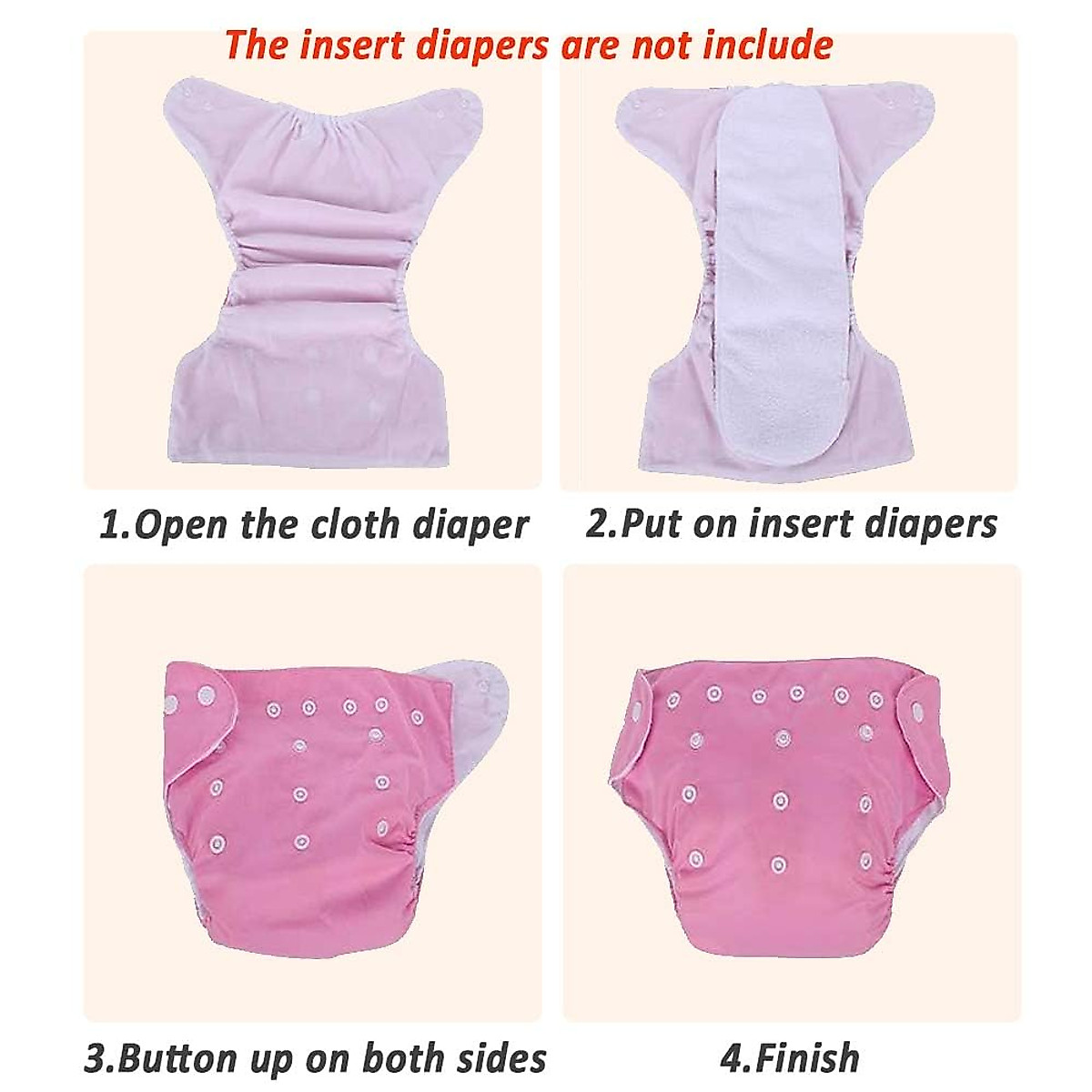 Baby Washable Reusable Cloth Diapers,7pcs