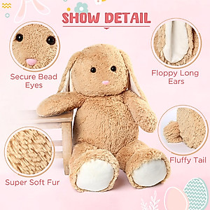 BenBen Bunny Stuffed Animal, 36" Jumbo Soft Rabbit Plush Toy, 3FT Lop-Eared Brown Bunny Plushie