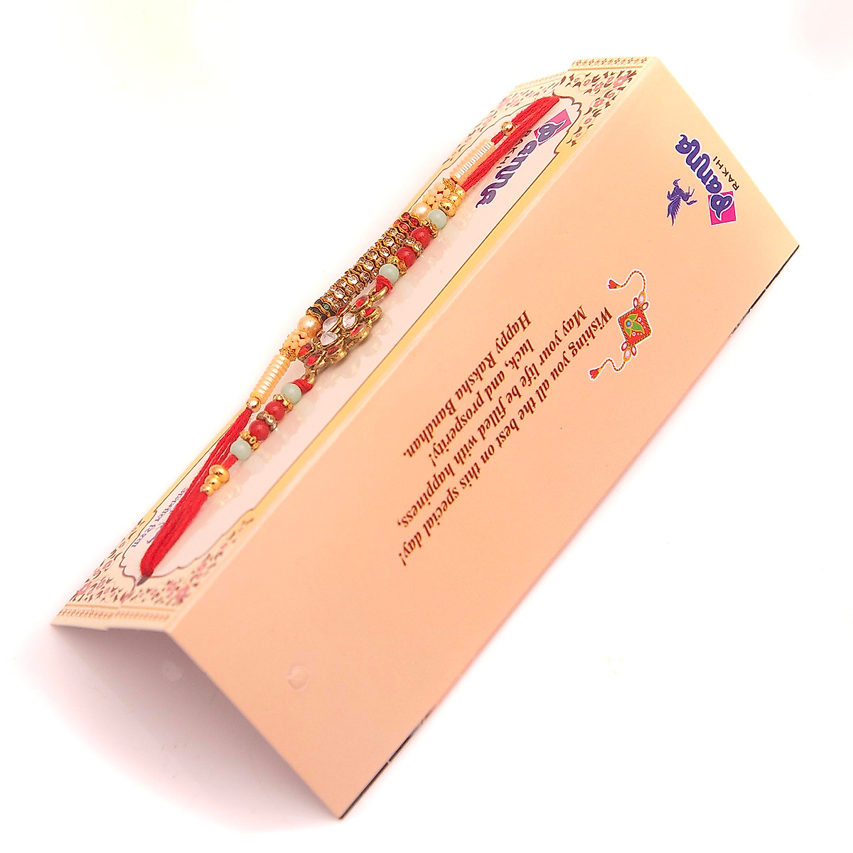 Rakhi for Brother Set of 2 with Greeting Card, Beautiful Designer Raksha Bandhan Rakhi Gift Set for Brother Bhaiya Bhai Bro, Traditional Indian Style Rakshbandhan Rakhi Gifts for Brother