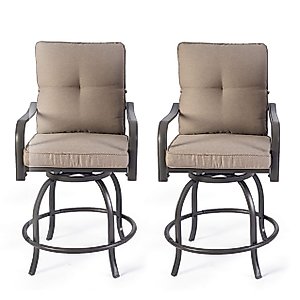 Kozyard Isabella High Swivel Bar Stools/Chair Set for Home Patio, Back Yard, Cafes, Bistro, Restaurants and Chic Bars (Beige)