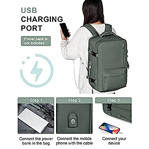 Large Travel Carry on Laptop Backpack for Women Men, Expandable Flight Approved Backpack, Waterproof Sports College bag Casual Daypack for Weekender Business Hiking with Shoe Compartment DarkGreen