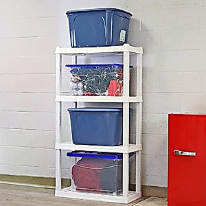 Koolatron Oskar 4-Tier Storage Shelf, Heavy Duty Shelving Unit, 400 lbs(14 x 30 x 57 inches), Multipurpose Organizer for Garage, Laundry Room, Utility Shed, Workshop, Made in North America, White