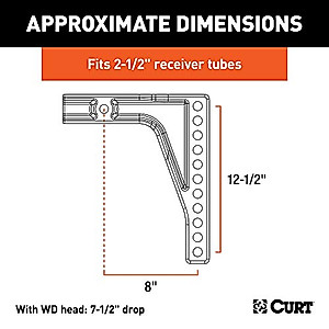 CURT 17132 Replacement Weight Distribution Hitch Shank, 2-1/2-Inch Receiver, 8-Inch Drop