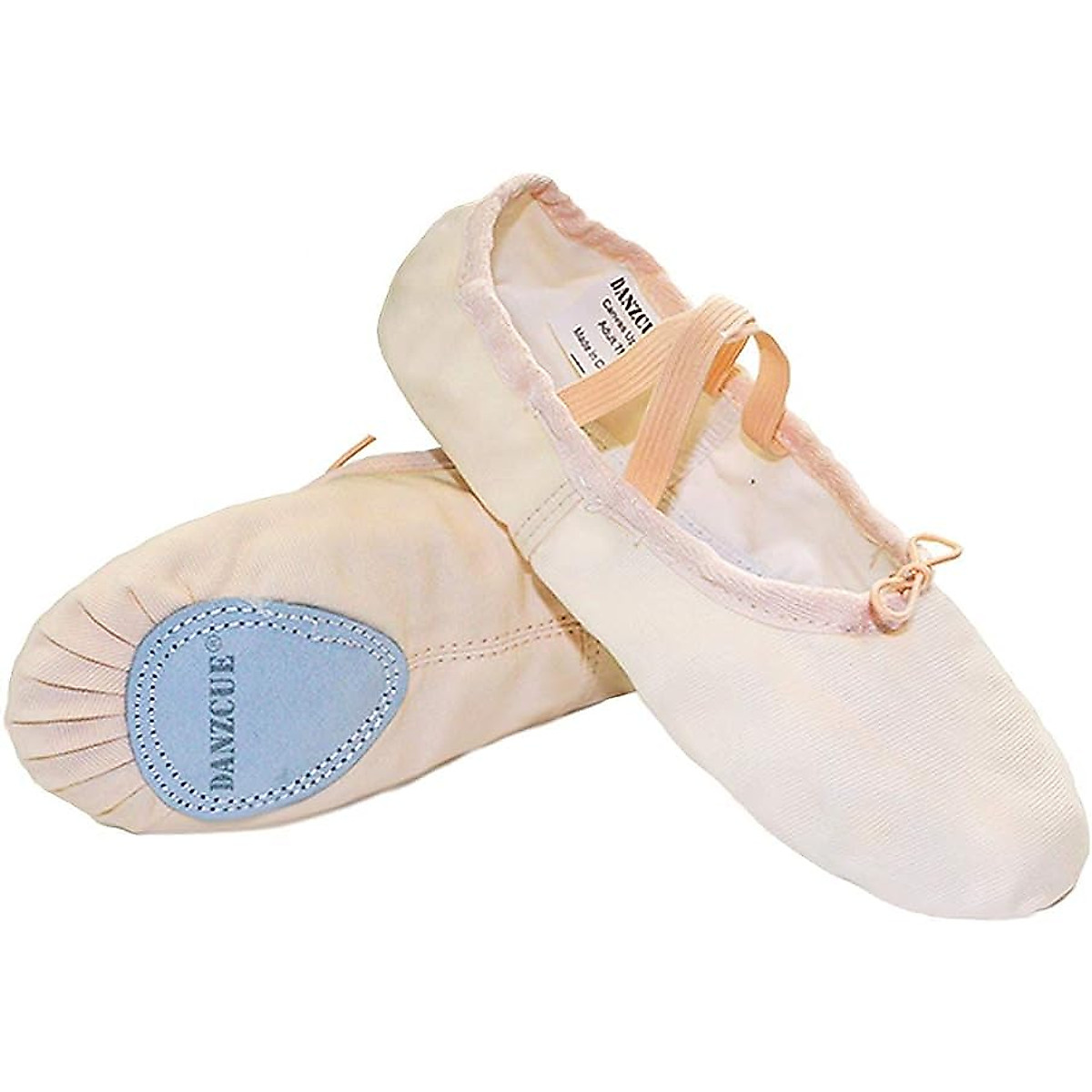 Danzcue Ballet Slipper Women's Canvas Split Sole Ballet Shoes, Ballet Pink, 9 M