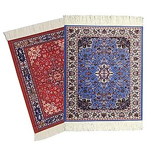 kotoyas Rug Mouse Pad, 2 Pack Woven Rug Bohemian Carpet Mouse Pad for Table Décor