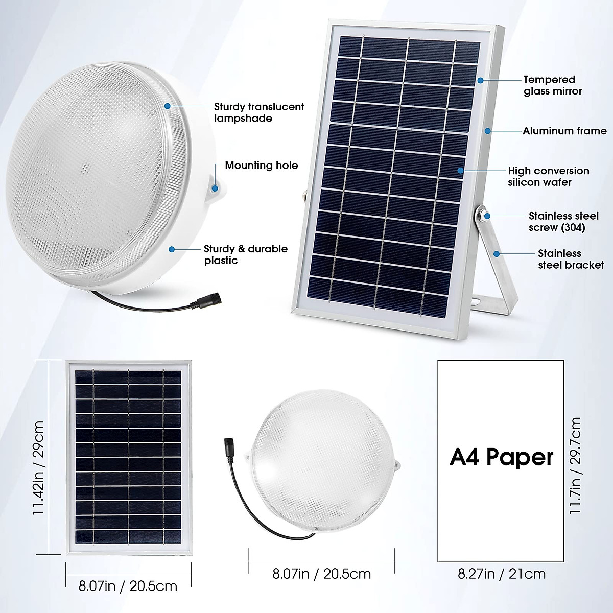 Malitupy Solar Ceiling Lights Indoor Outdoor Home, Daytime & Dimmable 1000LM Solar Shed Light with ON Off Switch & Remote, Cool/Warm White Solar Barn Light for Yard, Patio, Shop, Porch, Chicken Coop