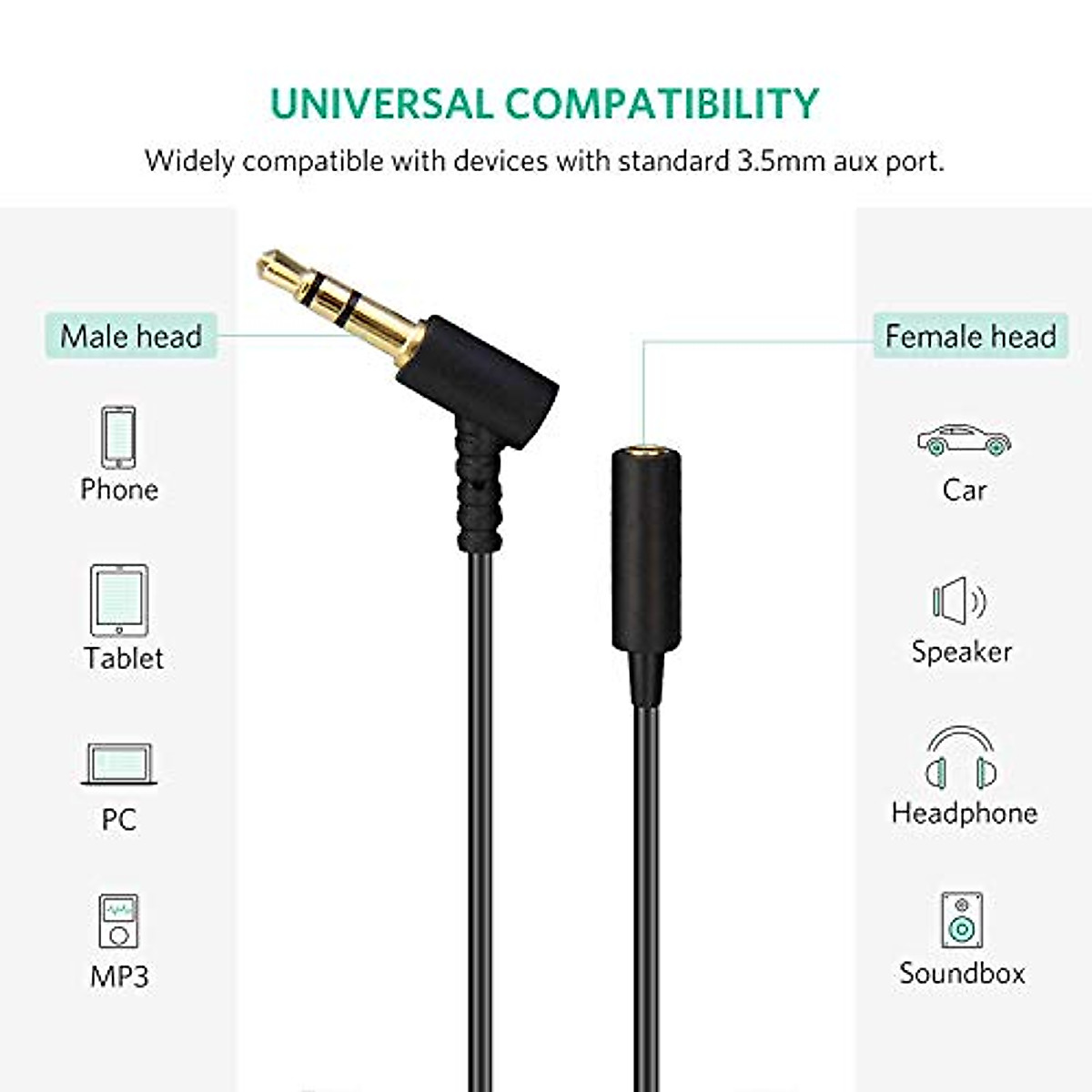 Headphones Extension Cable Cord Line 3.5mm Audio Splitter Wire,3.5mm Male to Female Replacement Stereo Audio Cable Aux Extension Cords Compatible with Bose QuietComfort QC45 QC35II QC35 QC25 QC15- 4FT