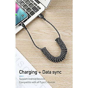 mcdodo [Type-C] Anti Winding Cable, Quick Charge QC 4.0 USB C Charging Data Coiled Cable Nylon Braided LED Compatible with Phone 15/15 Pro Max/Samsung Galaxy S20 S10 S9 S8 Plus Note10 LG Google Pixel