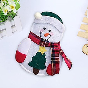 KUYYFDS Tableware Holders Set Snowman Silverware Bags Forks Covers Christmas Party Table Decoration 8 Pcs Spork