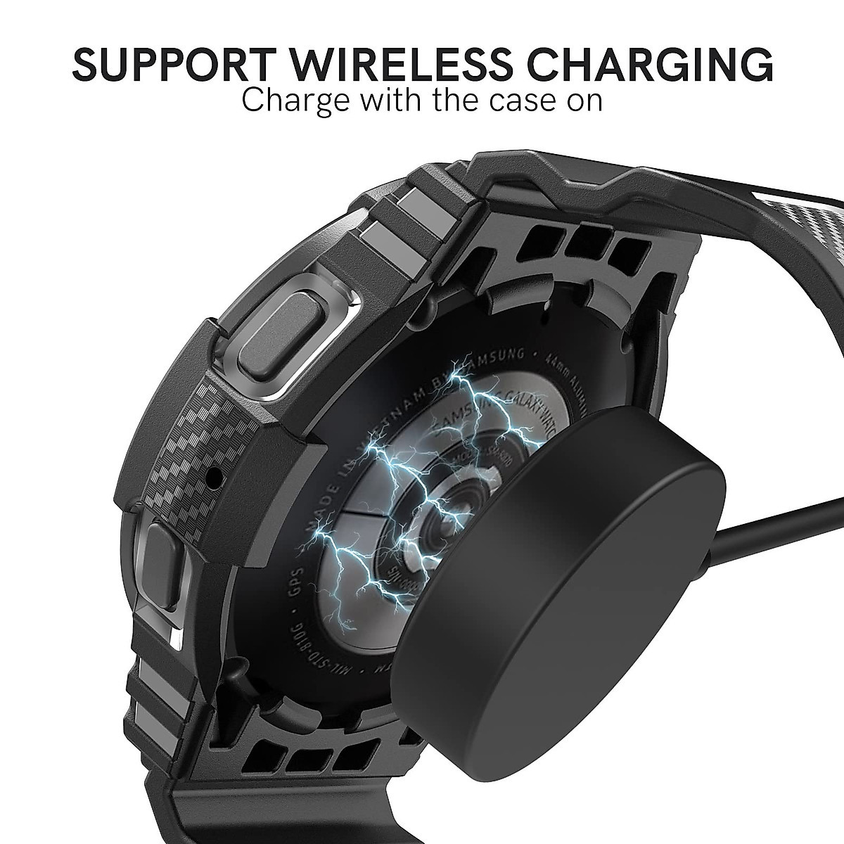 Rugged Case Band for Samsung Galaxy Watch 4 Classic 40mm Band with Bumper Accessories,Sport Protective Cases/Cover Protector Drop-Proof Shockproof for Galaxy watch 4 band 40mm,40mm,,Black