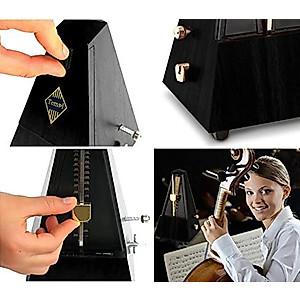 Tempi Mechanical Metronome for Musicians - 2-Year Warranty - Metronome for Piano/Guitar/Violin, Metronome Music for Adults and Kids (Molded Black Grain Veneer)