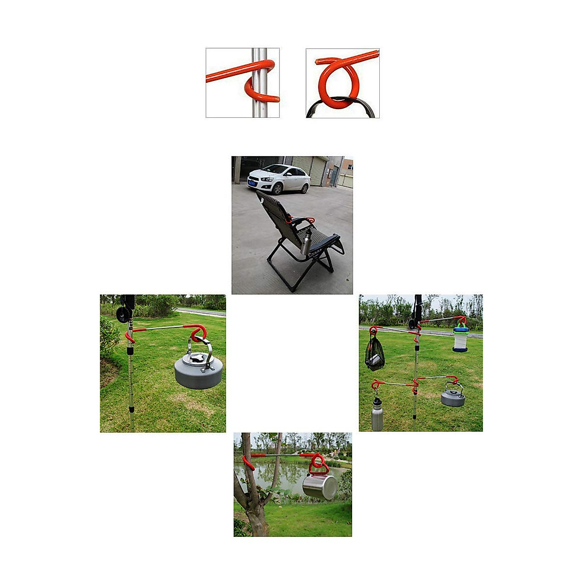 HYFAN Easy 2-Way Lantern Lamp Hook Hanger S Type Hooks for Outdoor Camping Hiking Fishing Hunting Hanging (Red, Pack of 4)