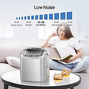 AGLUCKY Ice Makers Countertop,Portable Ice Maker Machine with Handle,Self-Cleaning Ice Maker, 26Lbs/24H, 9 Ice Cubes Ready in 8 Mins, for Home/Office/Kitchen(Grey)