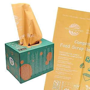 Moonygreen Compostable Trash Bags 13 Gallon, Tall Kitchen Heavey Duty Food Waste Bags, Extra Thick, Certified US BPI ASTM D6400, 49.2 Liter, 50 Count