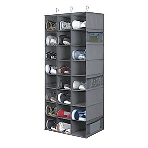 coastal rose Hanging Shoe Organizer for Closet, 24 Sections Shoe Holder Hanger Rack, Space-saving Shoe Organizers and Storage, Grey