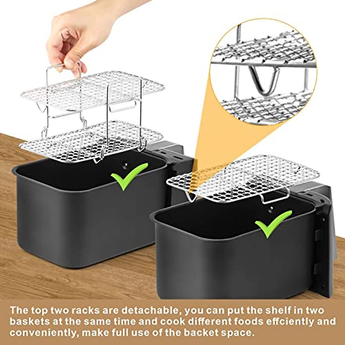 Air Fryer Rack for Ninja Foodi Dual XL Air Fryer, CODOGOY Multi-Layer Air Fryer Accessories Dehydrator Rack Compatible with Ninja Double Air Fryer Ninja Foodi DZ401 Ninja Dual Zone XL Air Fryer