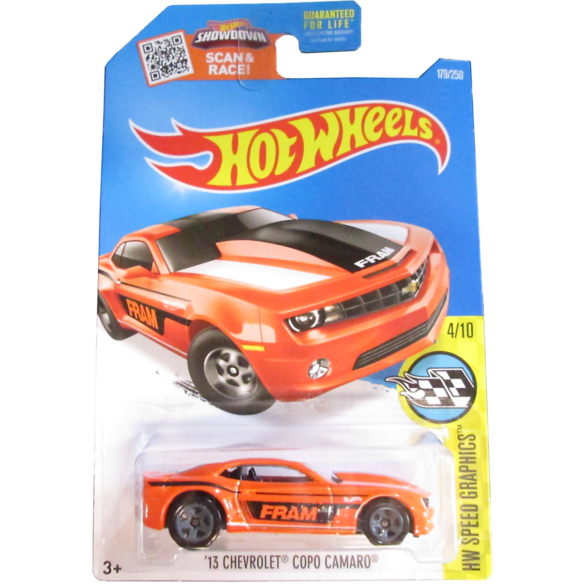 Hot Wheels, 2016 HW Speed Graphics, '13 Chevorlet Copo Camaro [Orange] Die-Cast Vehicle #4/10