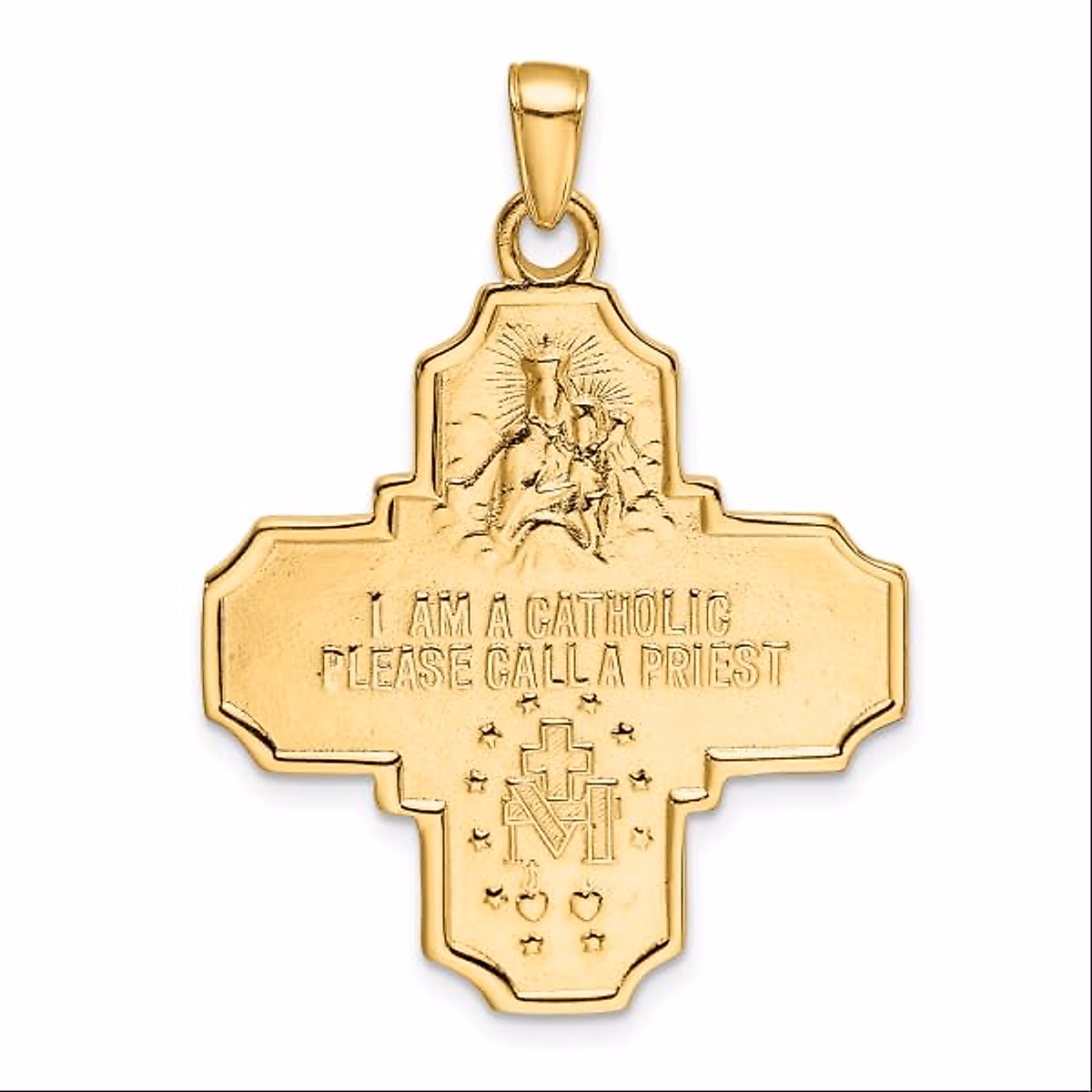 IceCarats 14K Yellow Gold Four Way Holy Cross Religious Medal Necklace Christian Pendant Scapular Charm 39.25mm x 29mm Only