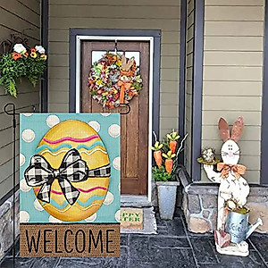 CROWNED BEAUTY Easter Egg Garden Flag 12x18 Inch Double Sided for Outside Burlap Small Polka Dots Yard Holiday Decoration CF709-12