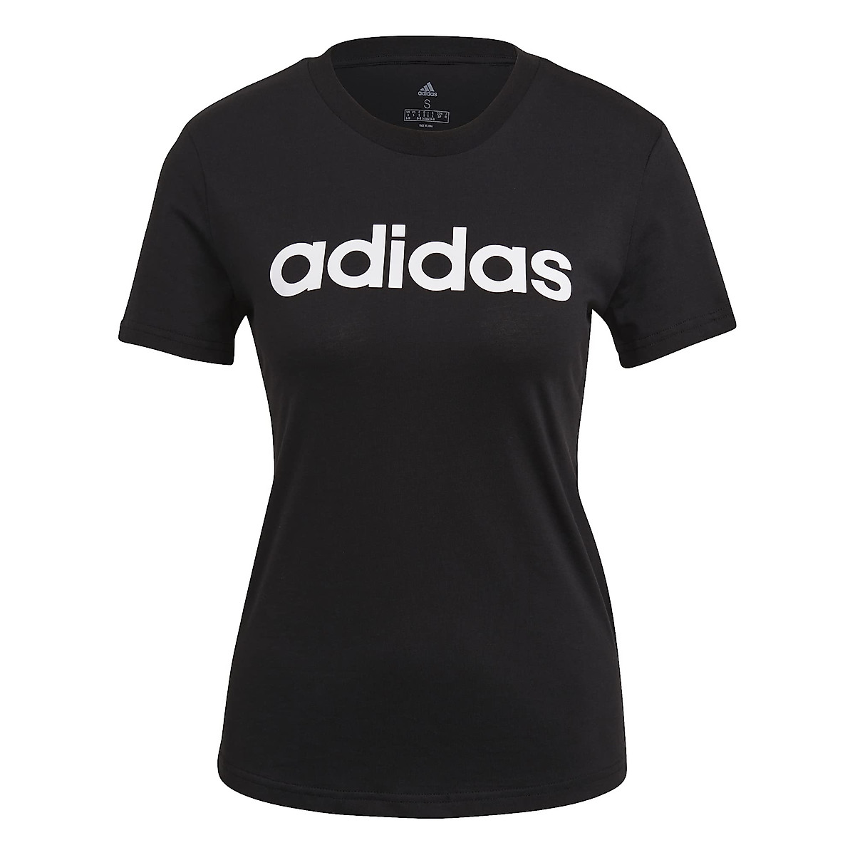 adidas womens Linear T-Shirt Black/White Small