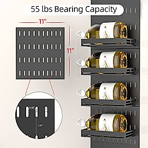 Metal Pegboard for Kitchen 4 Pcs, NaneTidy Pegboard Wall Organizer Kits and Accessories (Include 3 x Spice Racks, 5 x Hooks, 1 x Knife Holder, 1 x Utensil Holder, 1 x U-Rack, 1 x Towel Rack), Black