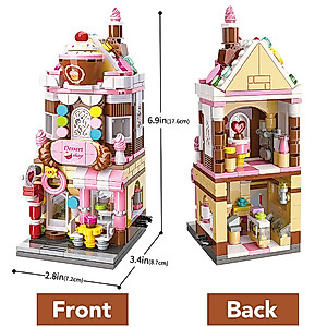 QMAN Girls Building Blocks Toy Dream Dessert House Building Kit Street-View Construction Educational Toy for Girls Age 6-12 and Up (344 Piece)