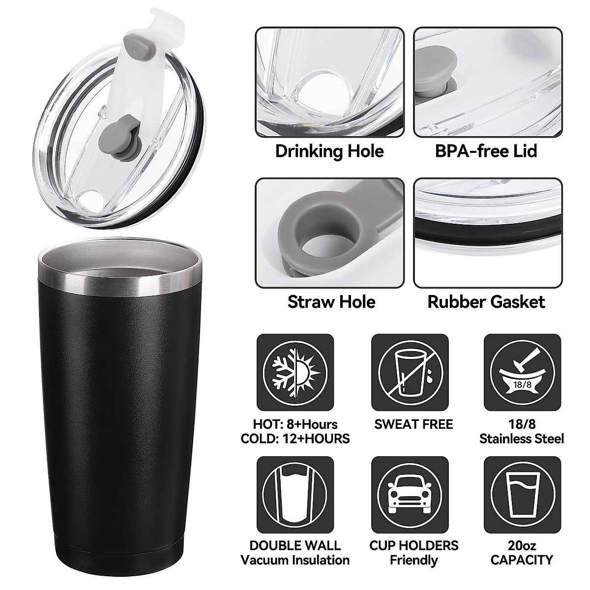 KIKERRO Pilot Gifts – Laser Engraved Aviation Mug for Pilots & Flight Attendants - Airplane-Themed Gift for Men, Christmas & Birthday, 20oz Stainless Steel Travel Tumbler with Lid & Straw